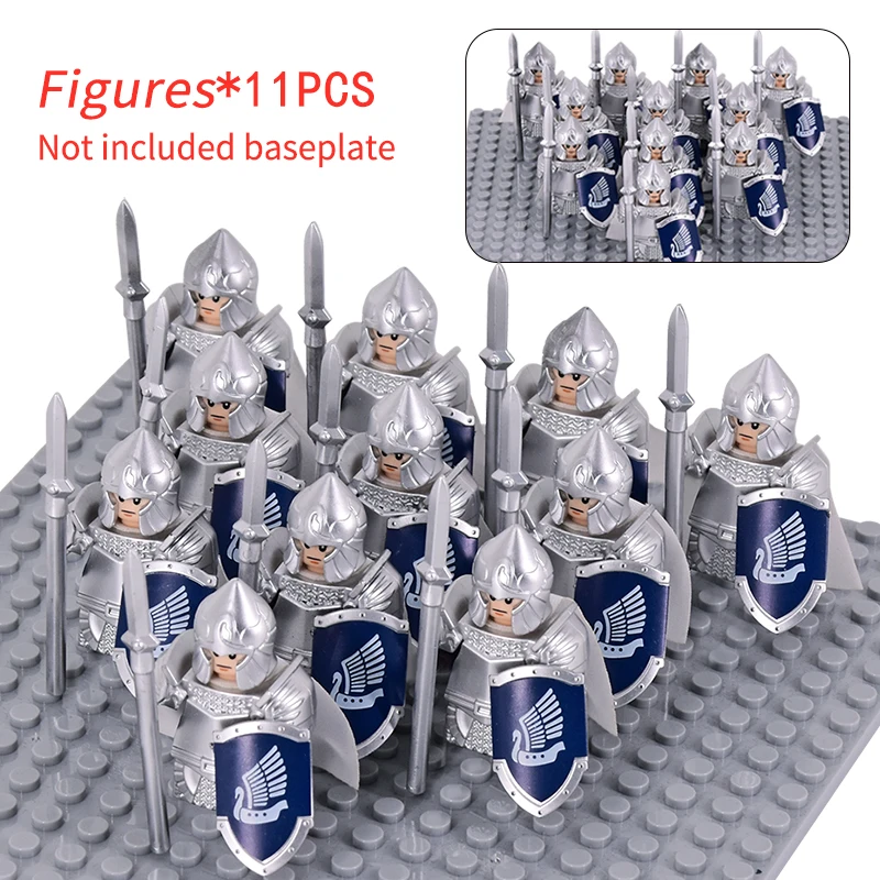 Medieval Dwarf Warrior Elves Knights lotr Figures Building Blocks ...