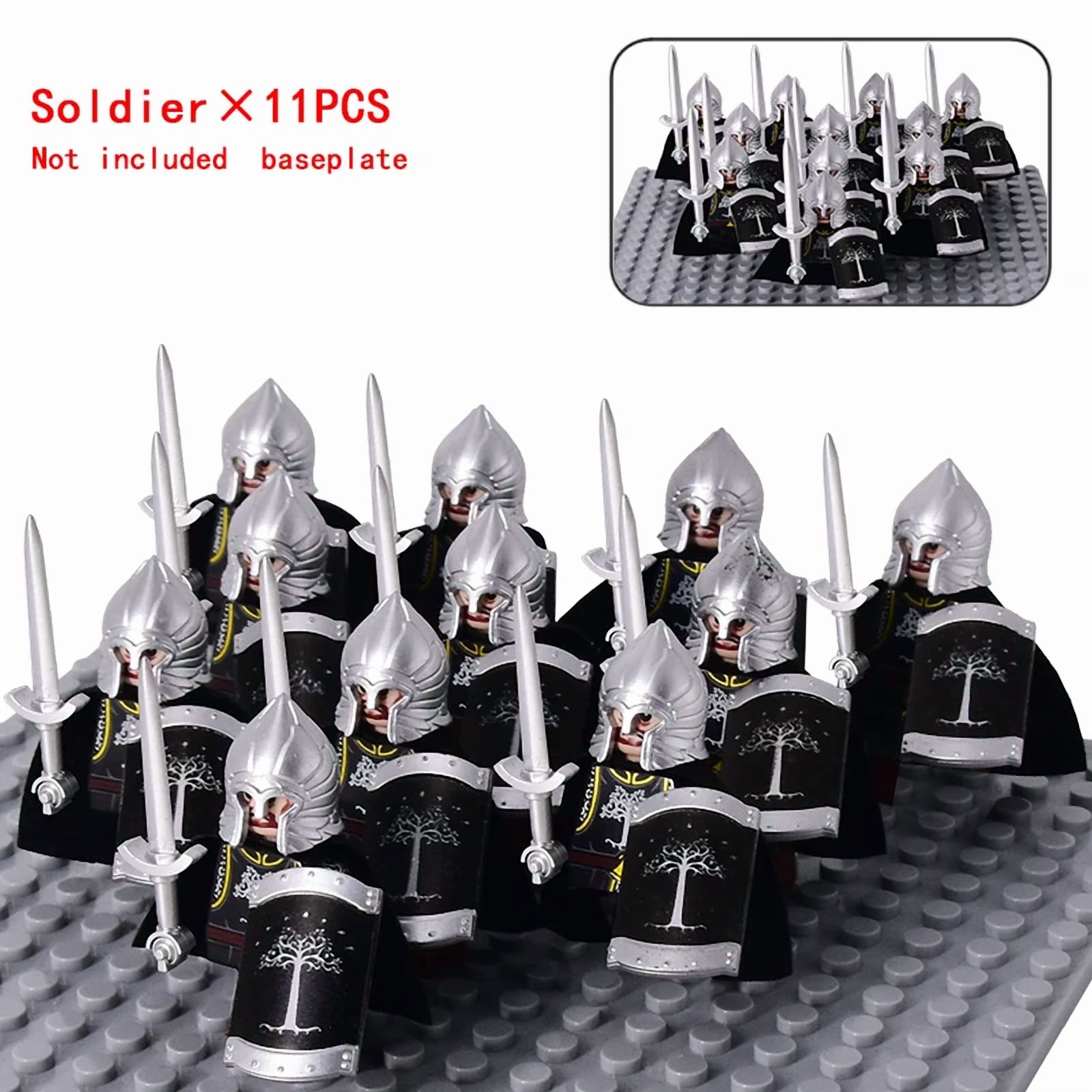 Medieval Dwarf Warrior Elves Knights lotr Figures Building Blocks ...