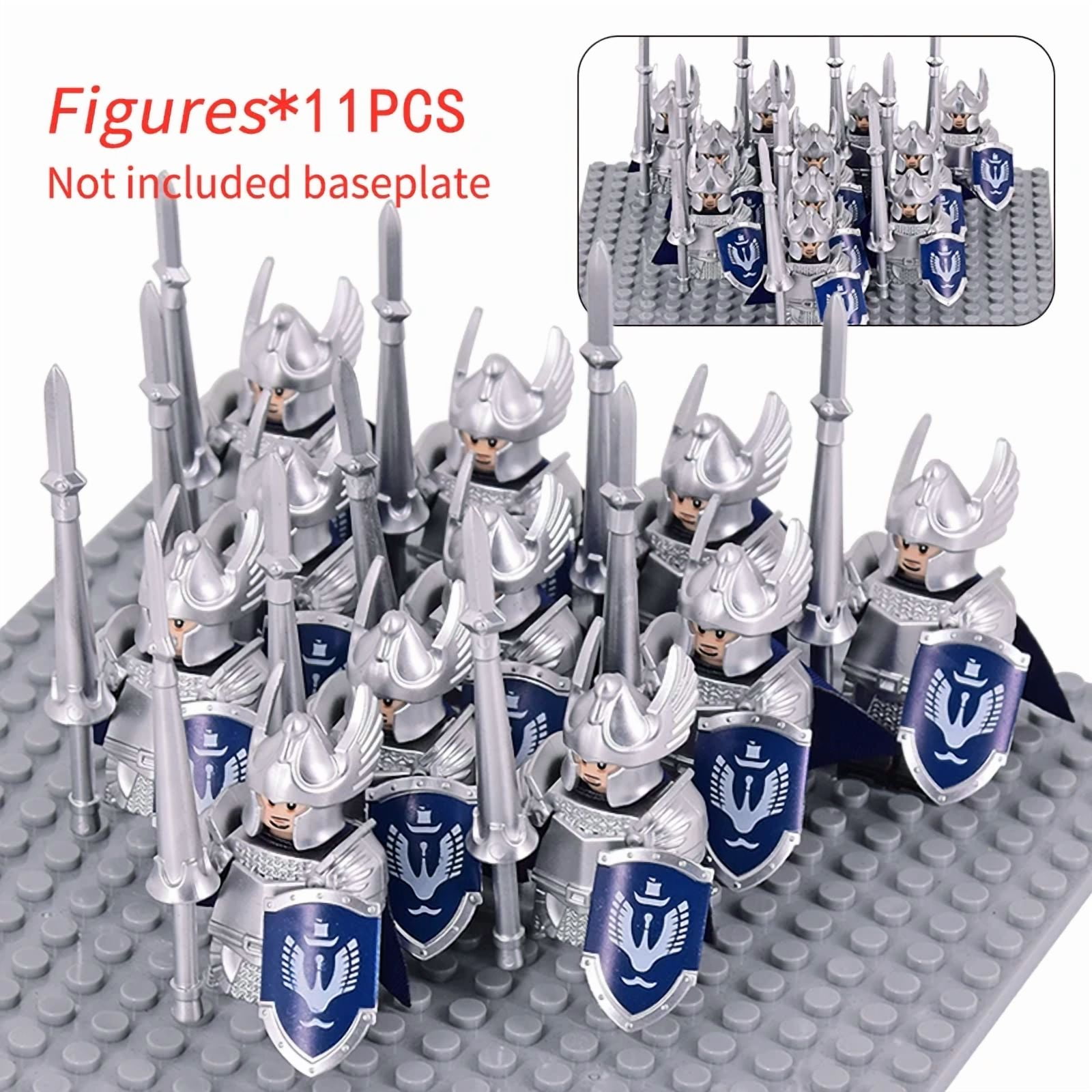 Medieval Dwarf Warrior Elves Knights lotr Figures Building Blocks ...
