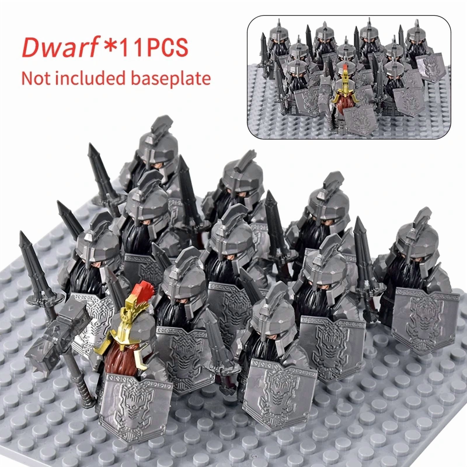 Medieval Dwarf Warrior Elves Knights lotr Figures Building Blocks ...