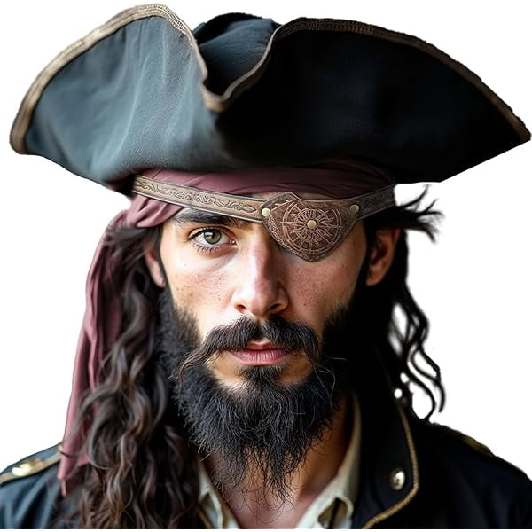 Medieval Embossed Pirate Eye Patch, Vintage Faux Leather Eye Mask ...