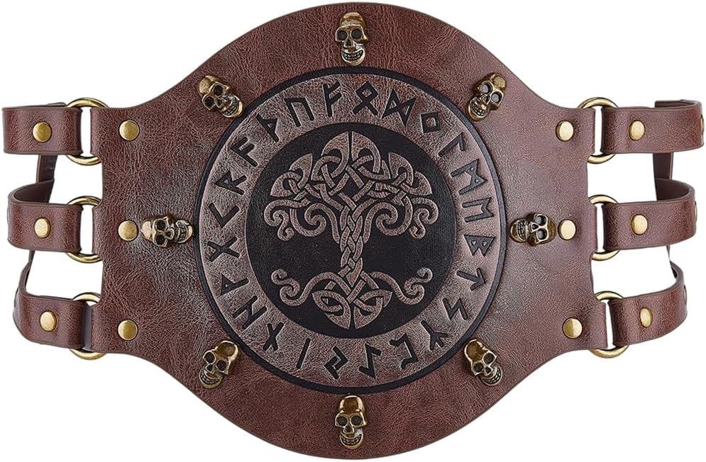 Medieval Embossed Waist Armor Saddle Brown Wide Waist Belt Norse ...