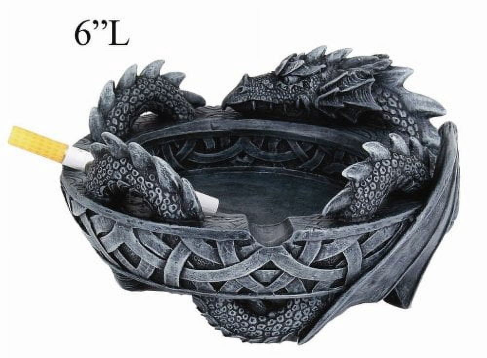 Medieval Fantasy Celtic Gerwolf Sleeping Dragon Round Cigarette Ashtray ...