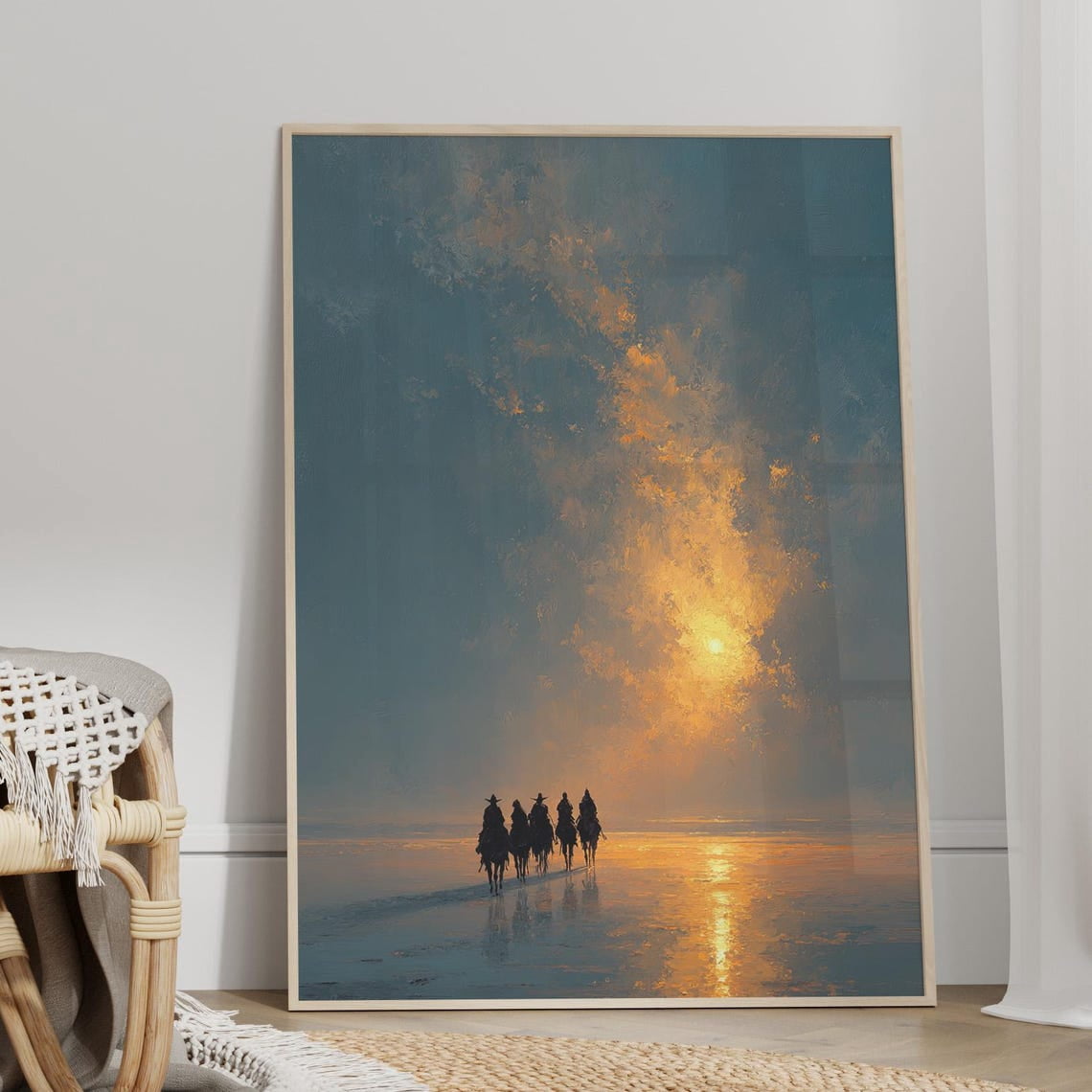 Medieval Fantasy Sunset Desert Horsemen Silhouette Impressionist ...