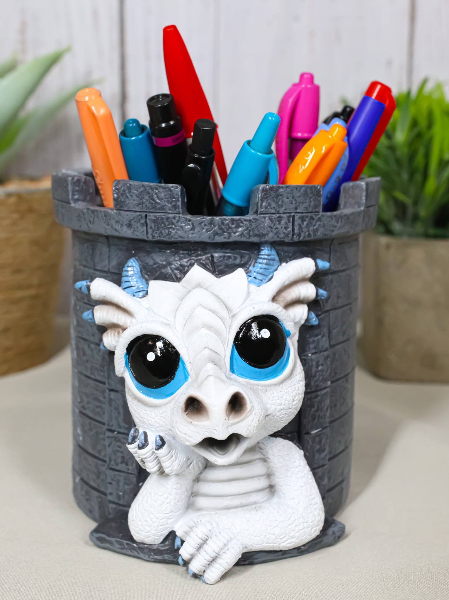 Medieval Fantasy Whimsical White Wyrmling Dragon In Castle Tower Pen ...