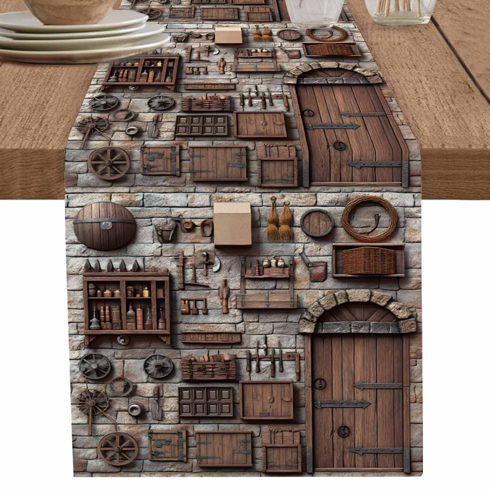 Medieval Farmhouse Vintage Wood Door Table Runner-36 Inch Long Rustic ...
