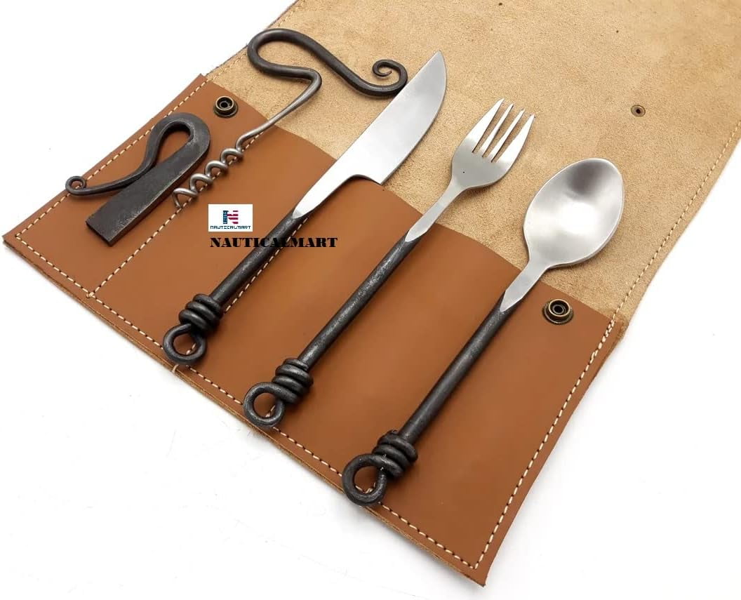 Medieval Five Piece Cutlery Set Hand Forged Dinning Cutlery Set (Design ...