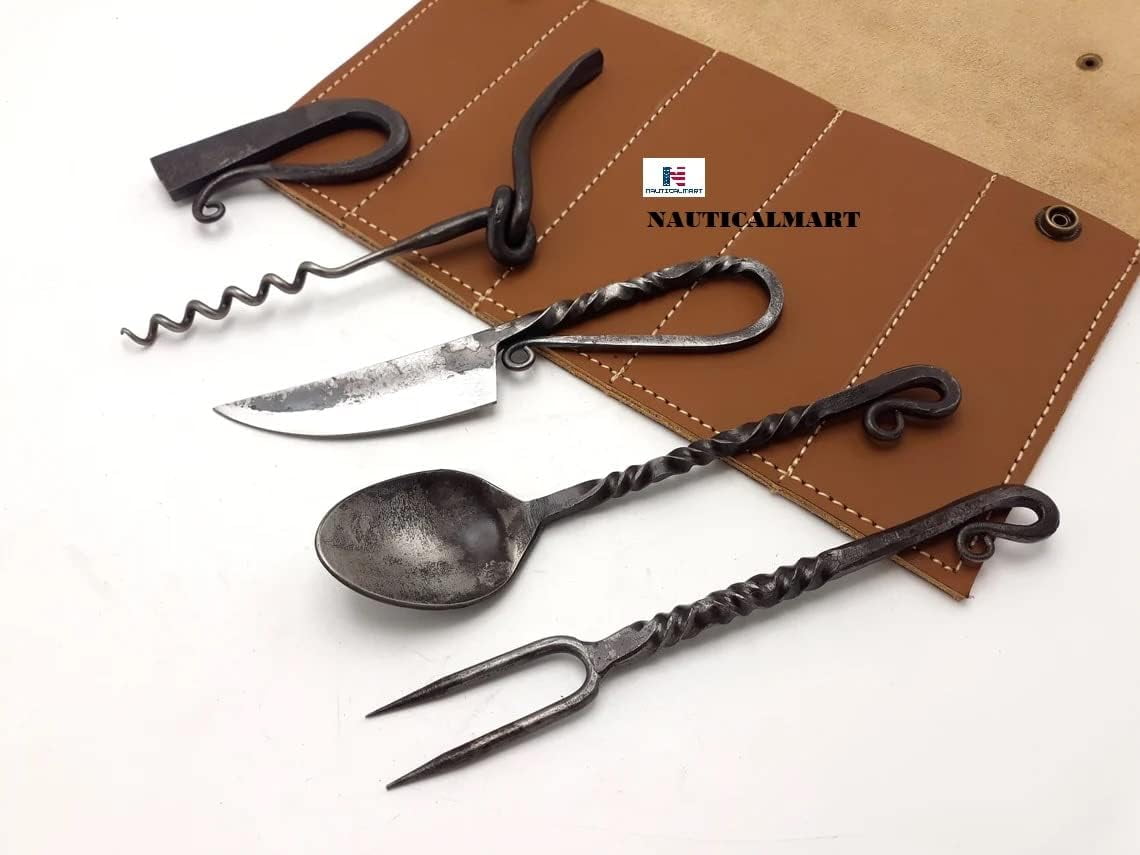 Medieval Five Piece Cutlery Set Hand Forged Dinning Cutlery Set (Design ...