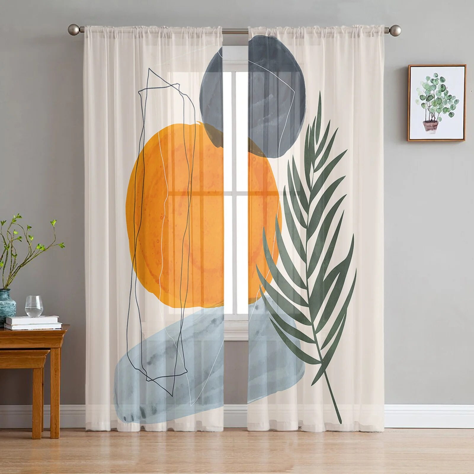 Medieval Flower And Leaf Gradient Sheer Curtains for Bedroom Living ...
