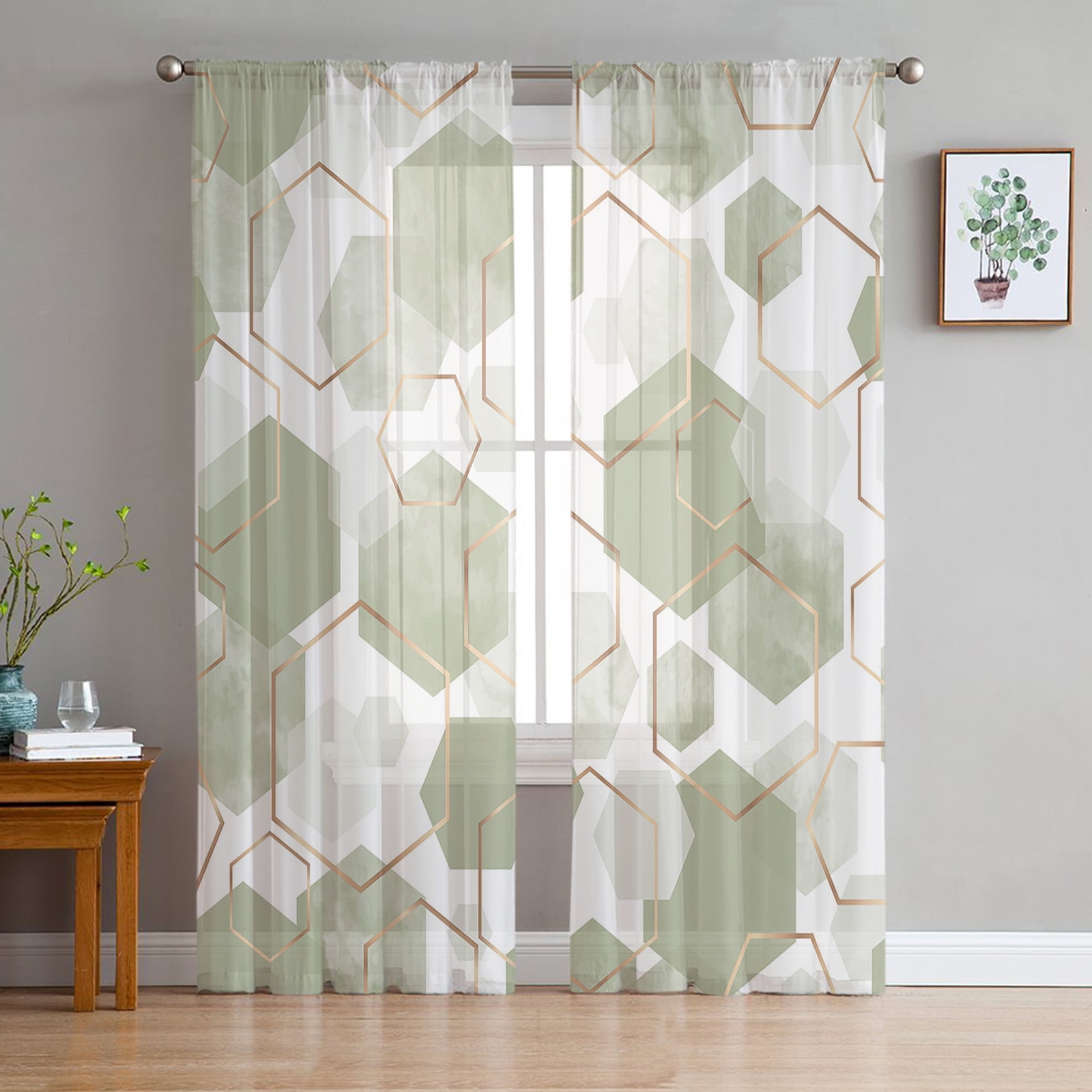 Medieval Flower And Leaf Gradient Sheer Curtains for Bedroom Living ...