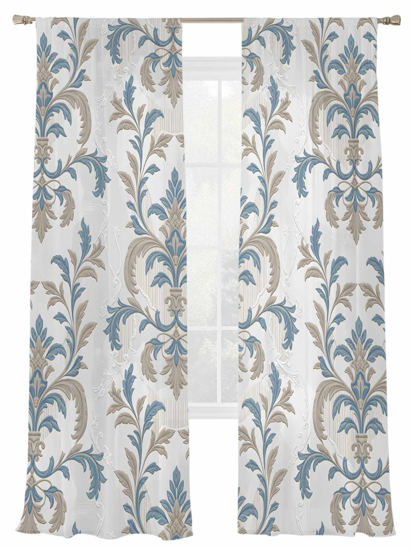Medieval Flowers Sheer Curtains for Living Room Bedroom, Light ...