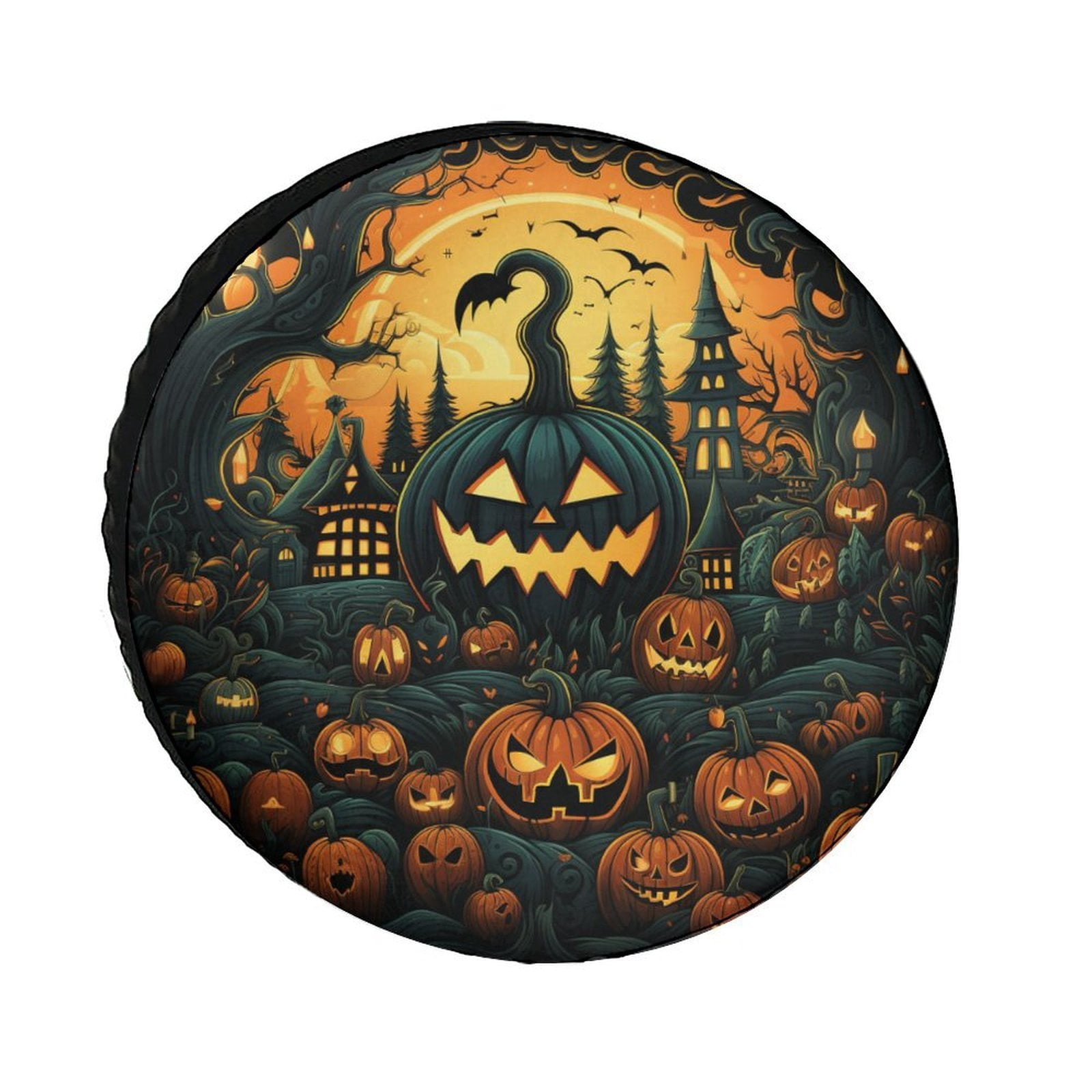 Medieval Forest Scary Pumpkin Camping Spare Tire Cover Autumn Halloween ...