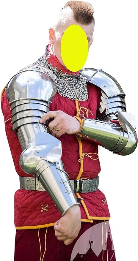 Medieval Full Hand Arms Armor and Shoulder Pauldrons Silver Steel arm ...