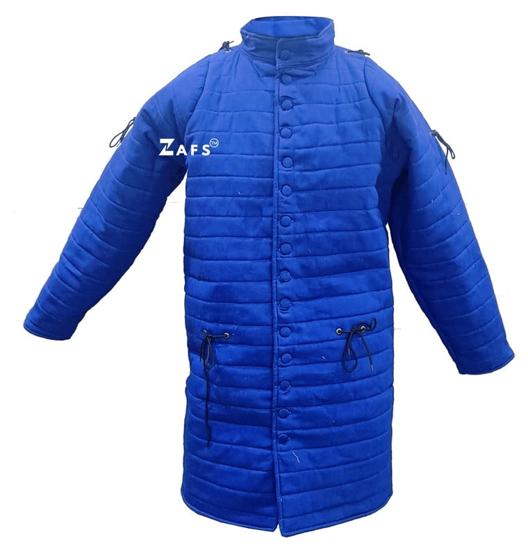 Medieval Gambeson Coat Thick Padded Full Sleeves Aketon Jacket Cotton ...
