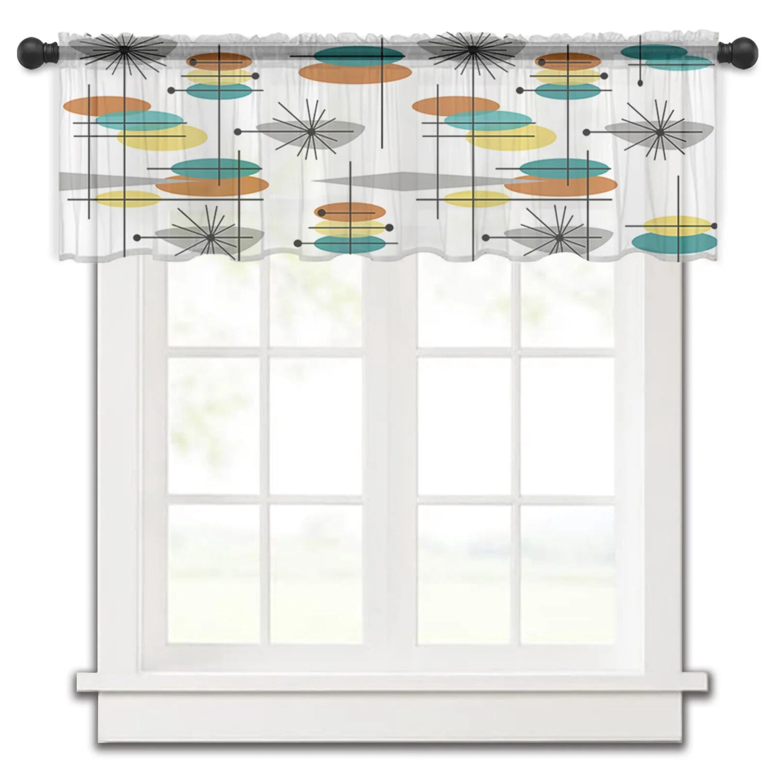 Medieval Geometric Abstract Lotus Rod Pocket Short Curtain Half-Curtain ...