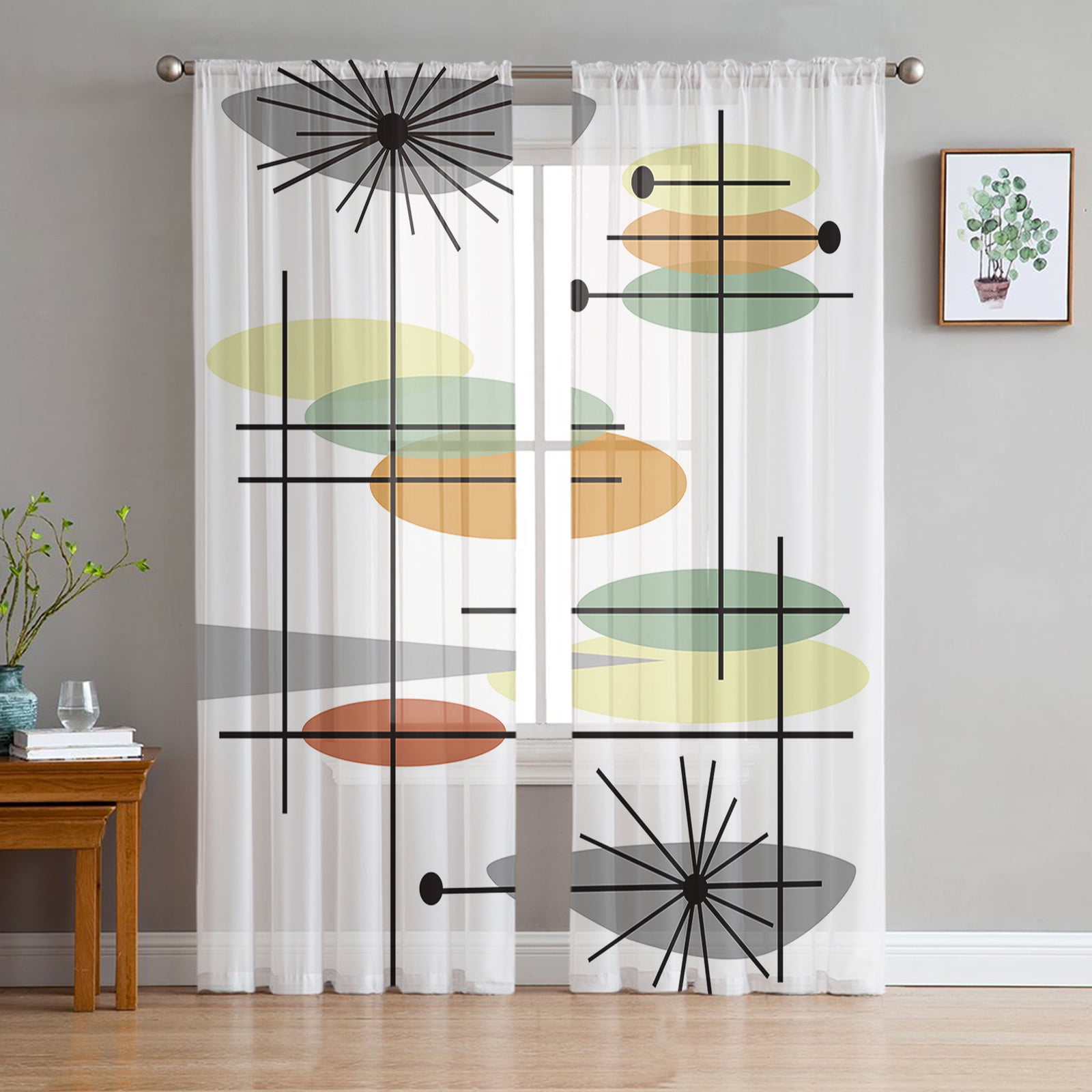 Medieval Geometric Abstract Lotus Sheer Curtains for Living Room ...