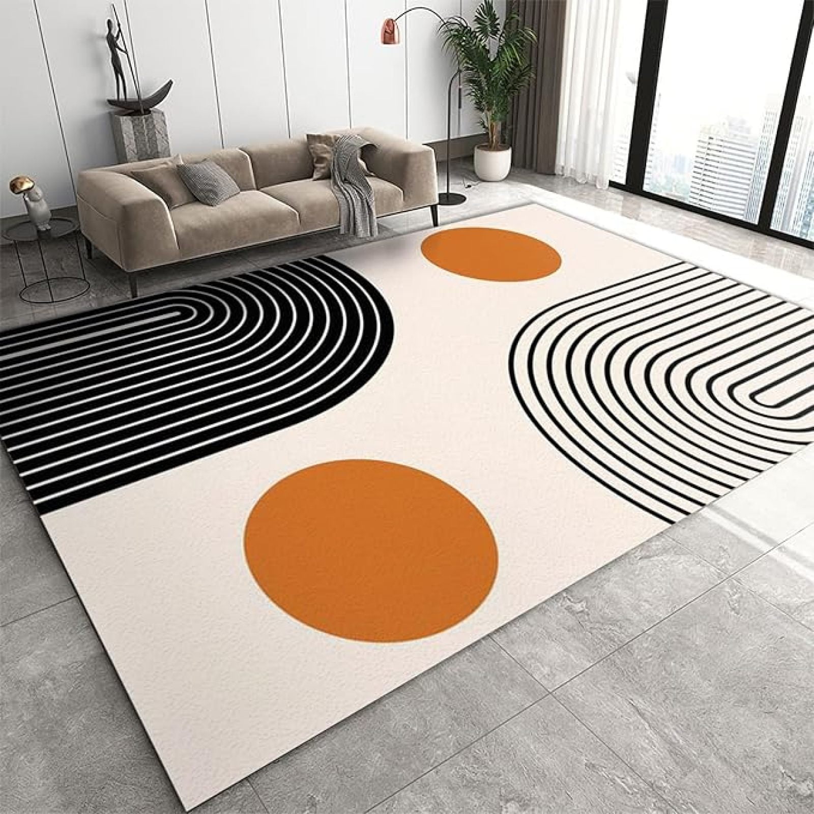 Medieval Geometric Lines Area Rug, Abstract Sun Large Area Rug, With ...