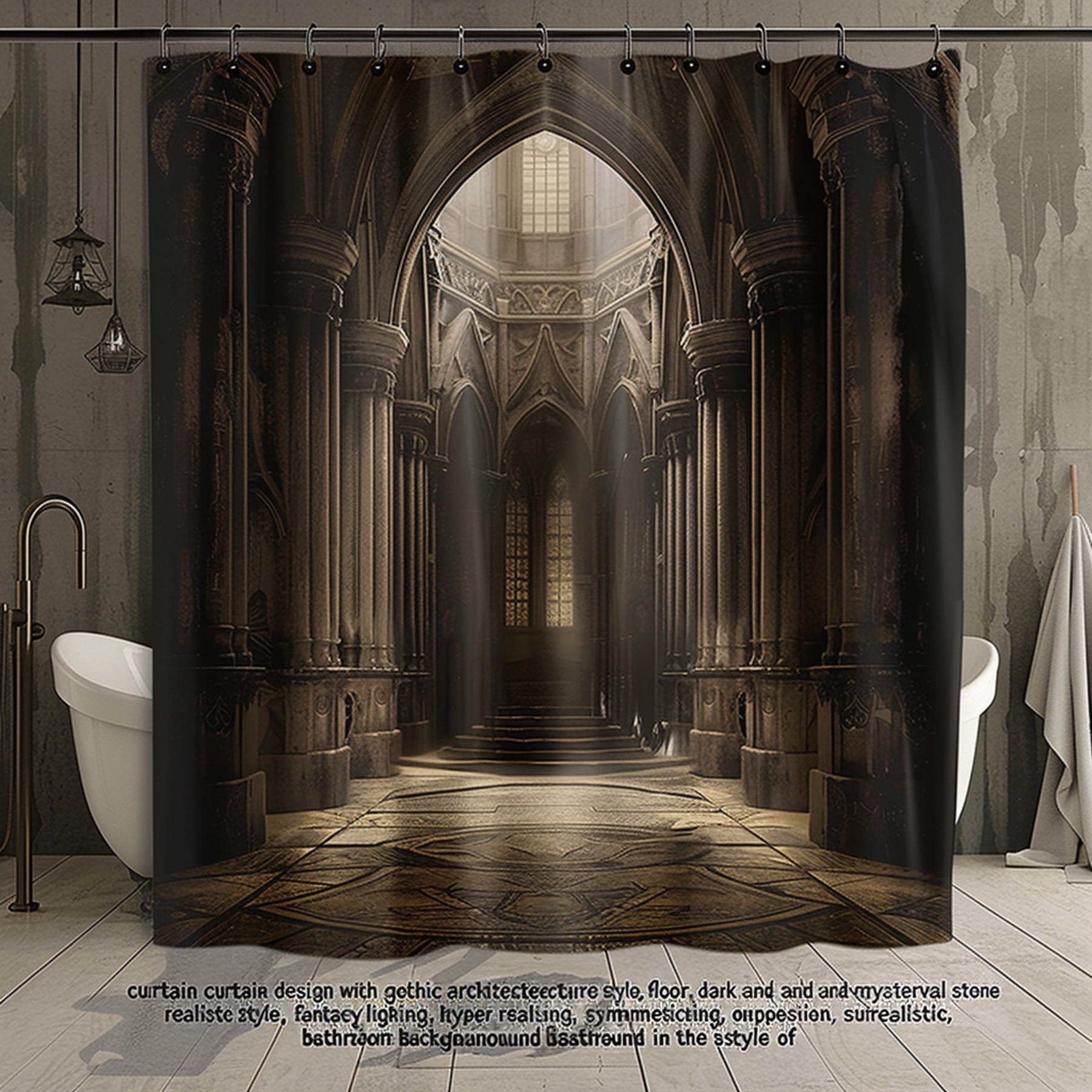 Medieval Gothic Shower Curtain: Dark & Mysterious Design Detailed ...