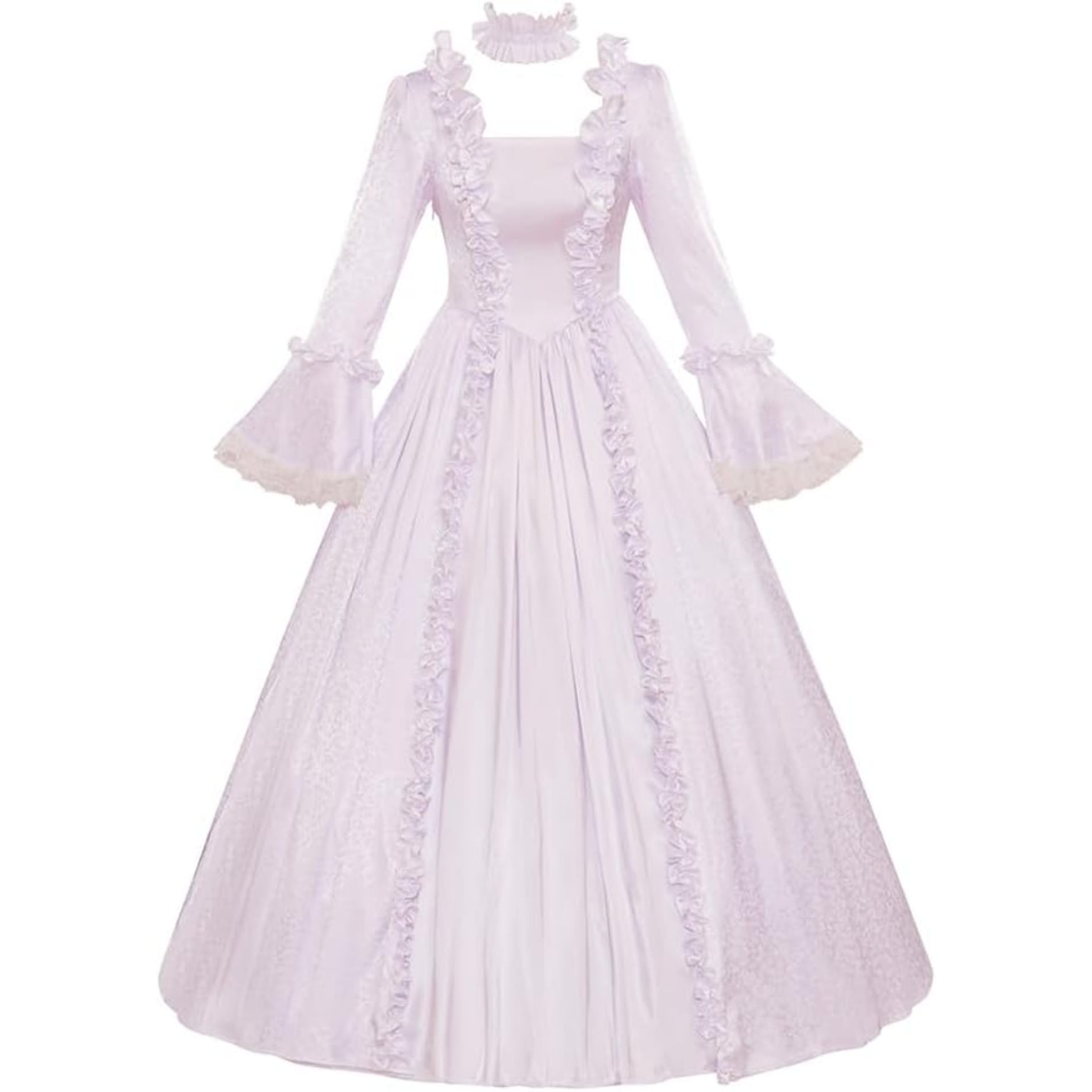 Medieval Gown Victorian-Era Dress White Historical Renaissance Robe ...