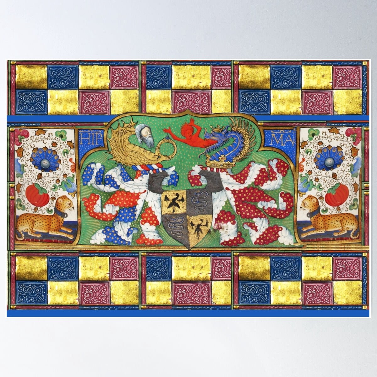 Medieval Heraldic,Coat Of Arms Sforza ,Dragon Helmets And Ghepards ...