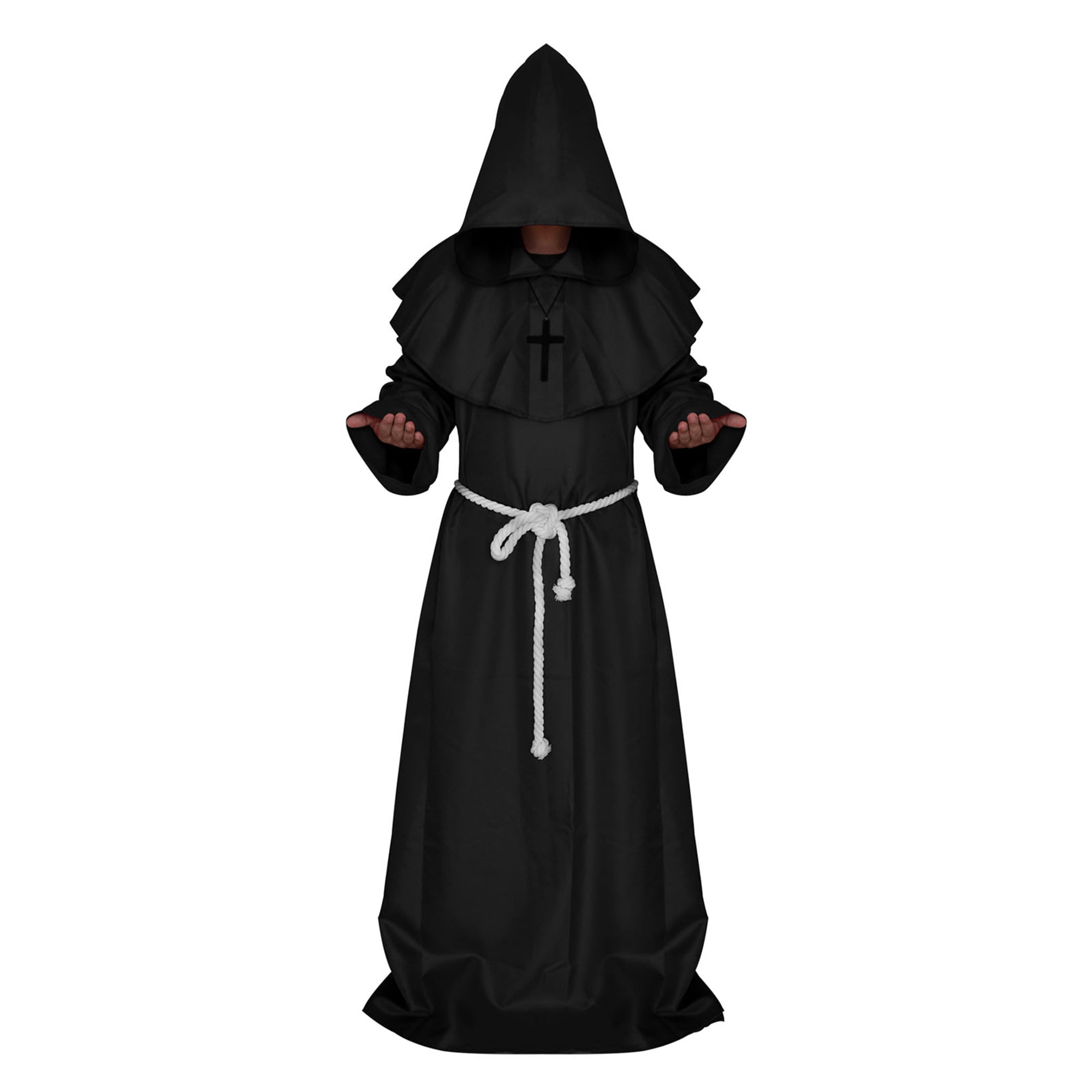 Medieval Hooded Monk Robes, Plague Doctor Costume Priest Robe - Walmart.com