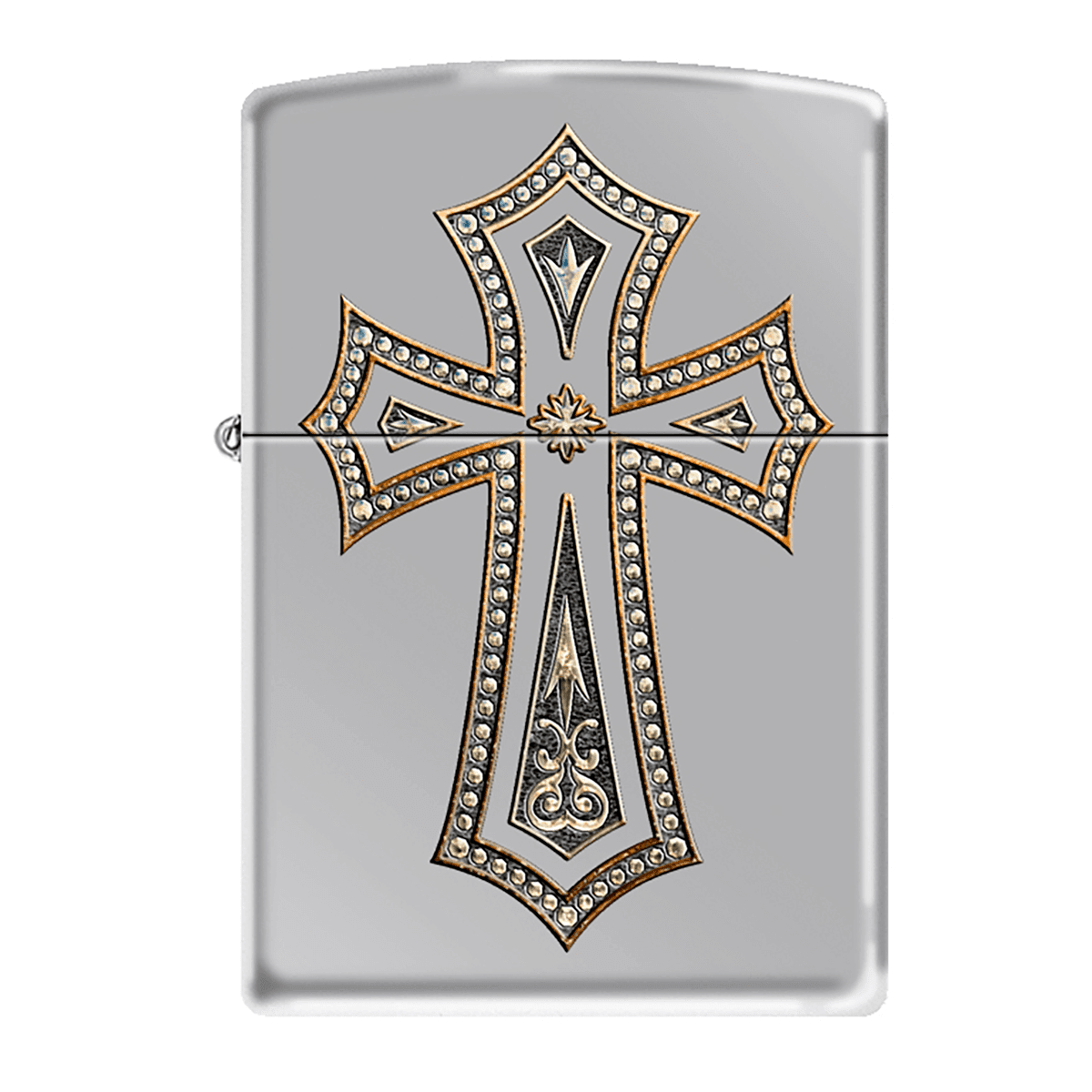 Medieval Jeweled Cross Design High Polished Chrome Zippo Lighter ...