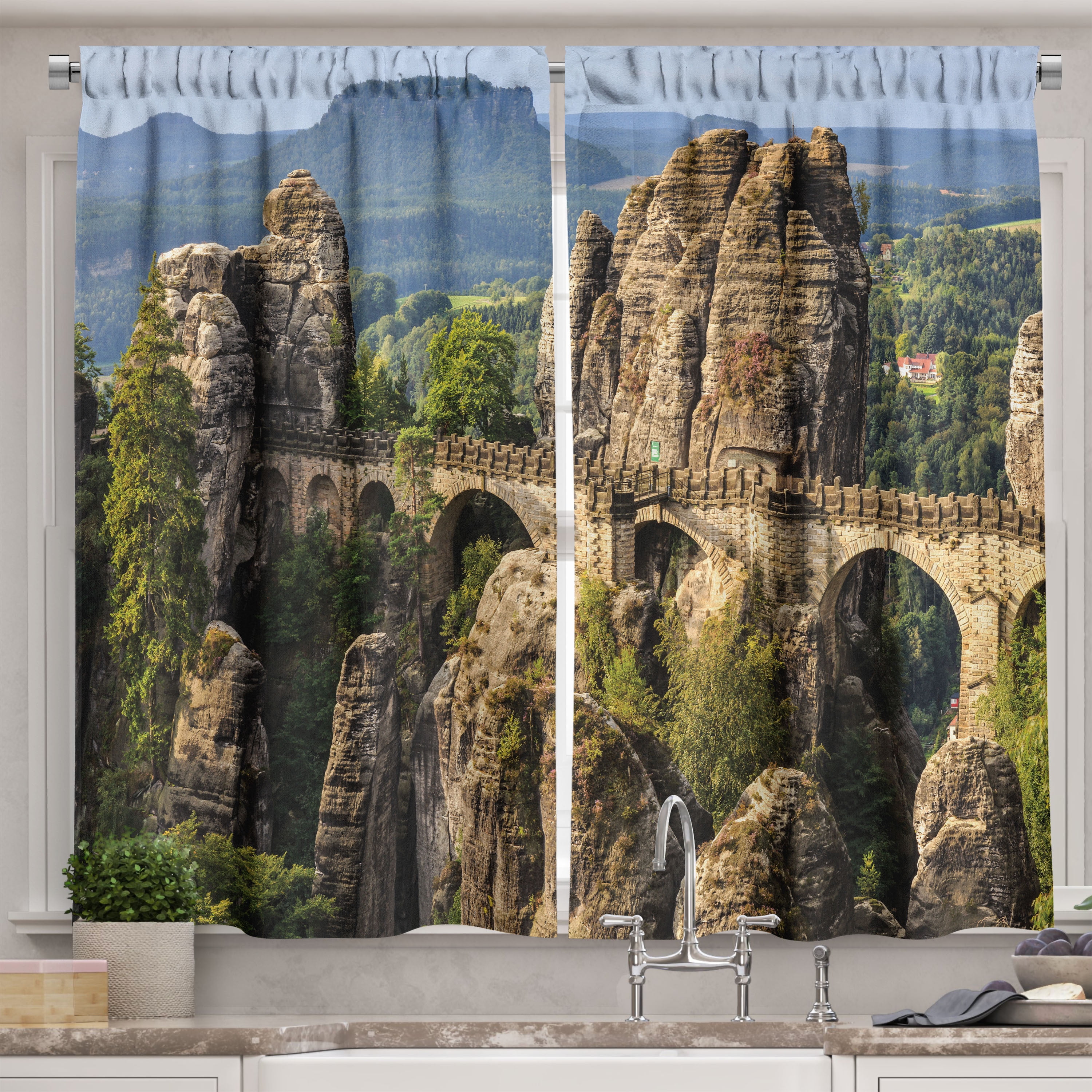 Medieval Kitchen Curtains, Famous Historical Bastion Bridge in Swiss ...