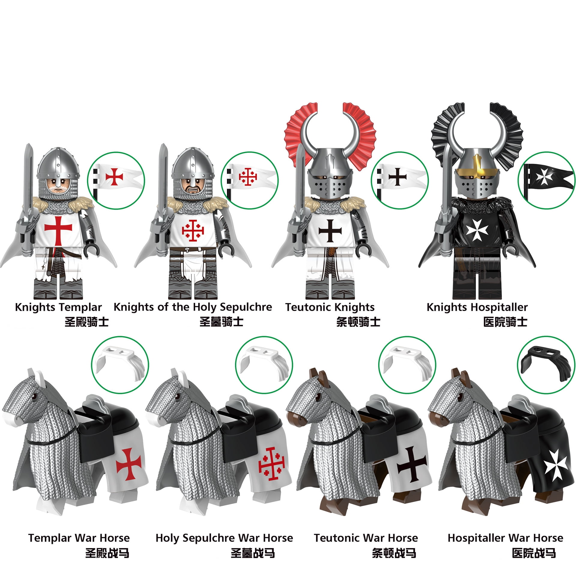 Medieval Knight 8PCS Mini Brick Set – Knight Templar Hospitaller War ...