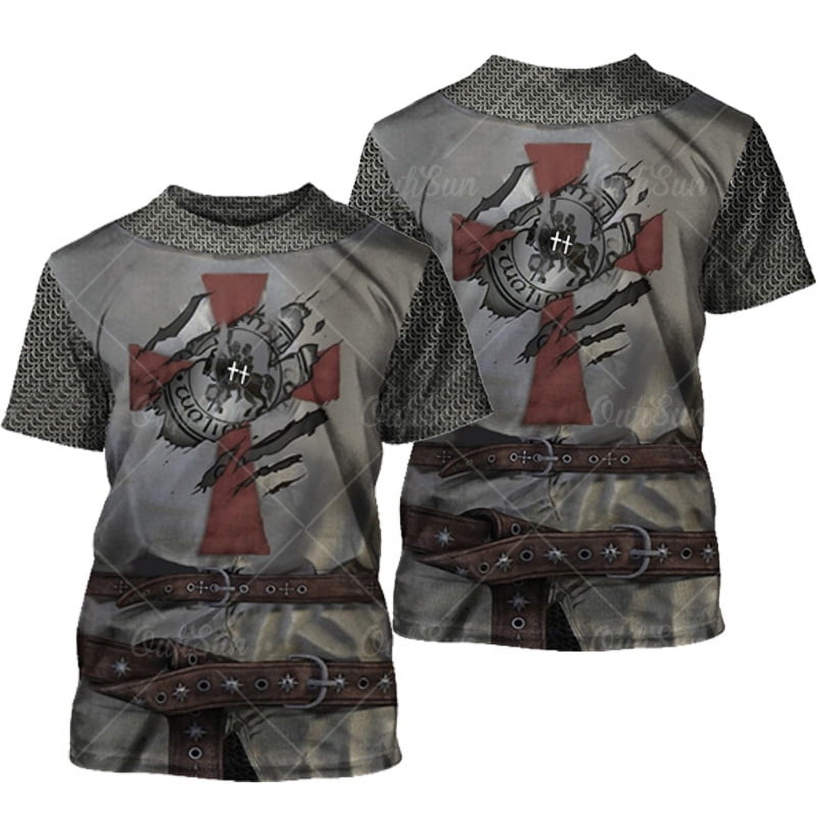 Medieval Knight Armor Men's T-shirt Tops 3D Printed Templar Knight ...