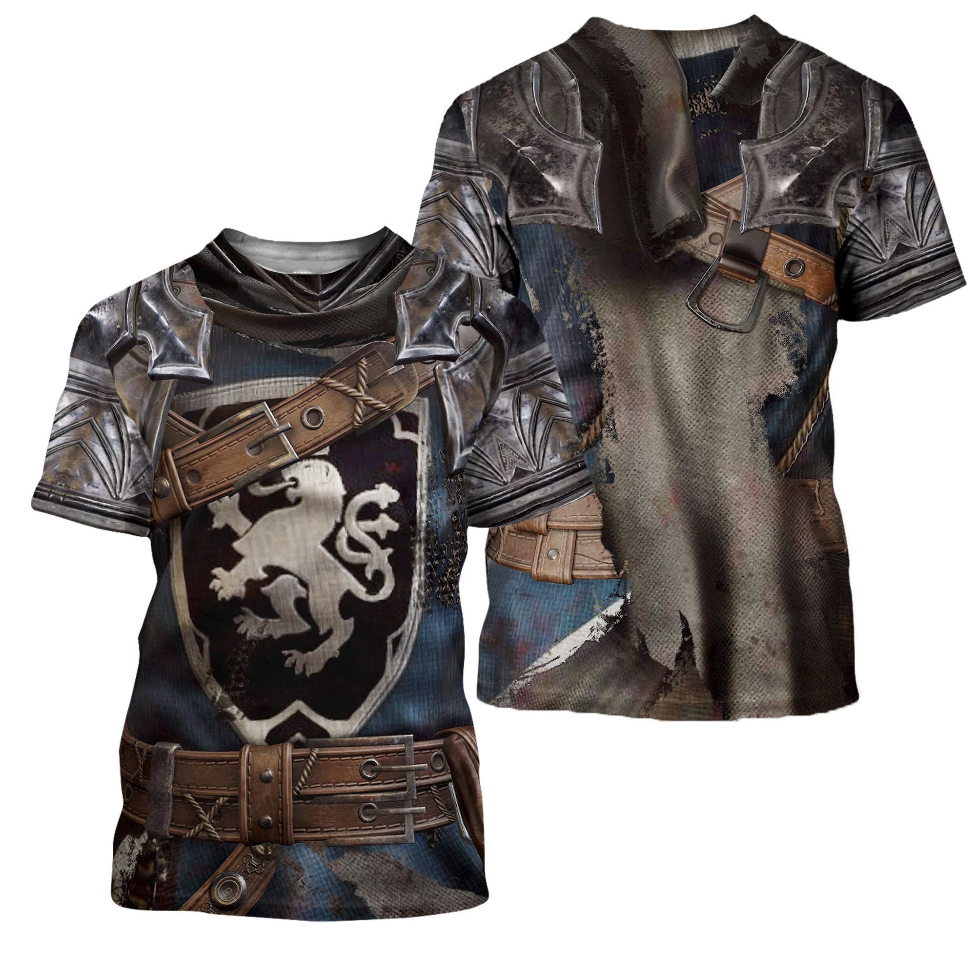 Medieval Knight Armor Men's T-shirt Tops 3D Printed Templar Knight ...