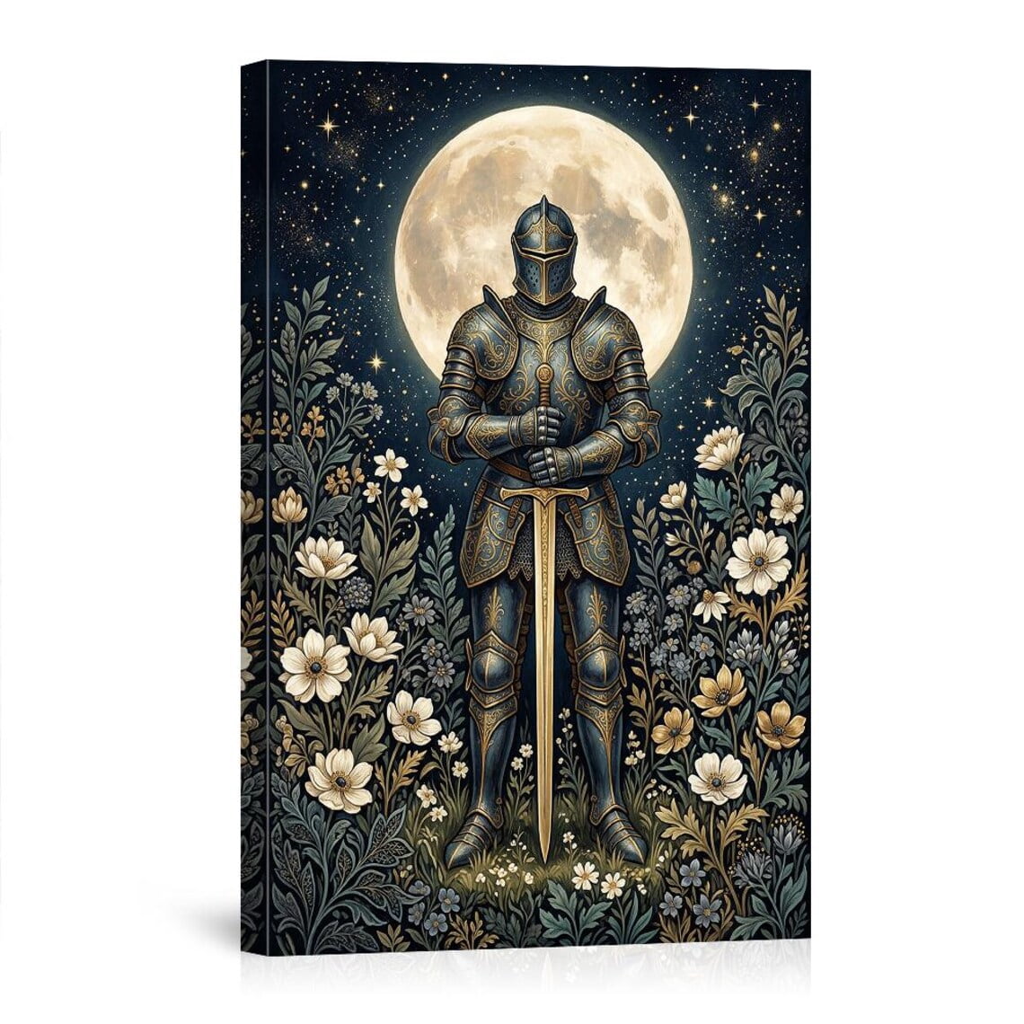 Medieval Knight Armor Moon Flowers Fantasy Gothic Floral For Bedroom ...