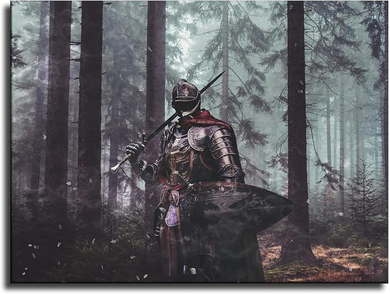 Medieval Knight Armored Warrior Poster Canvas Wall Art Home Wall Decor ...