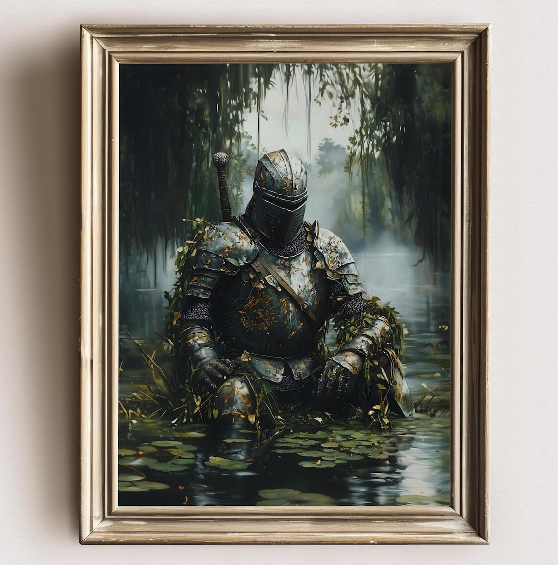 Medieval Knight Art Print, Knightcore Fantasy Art, Fantasy Sword ...