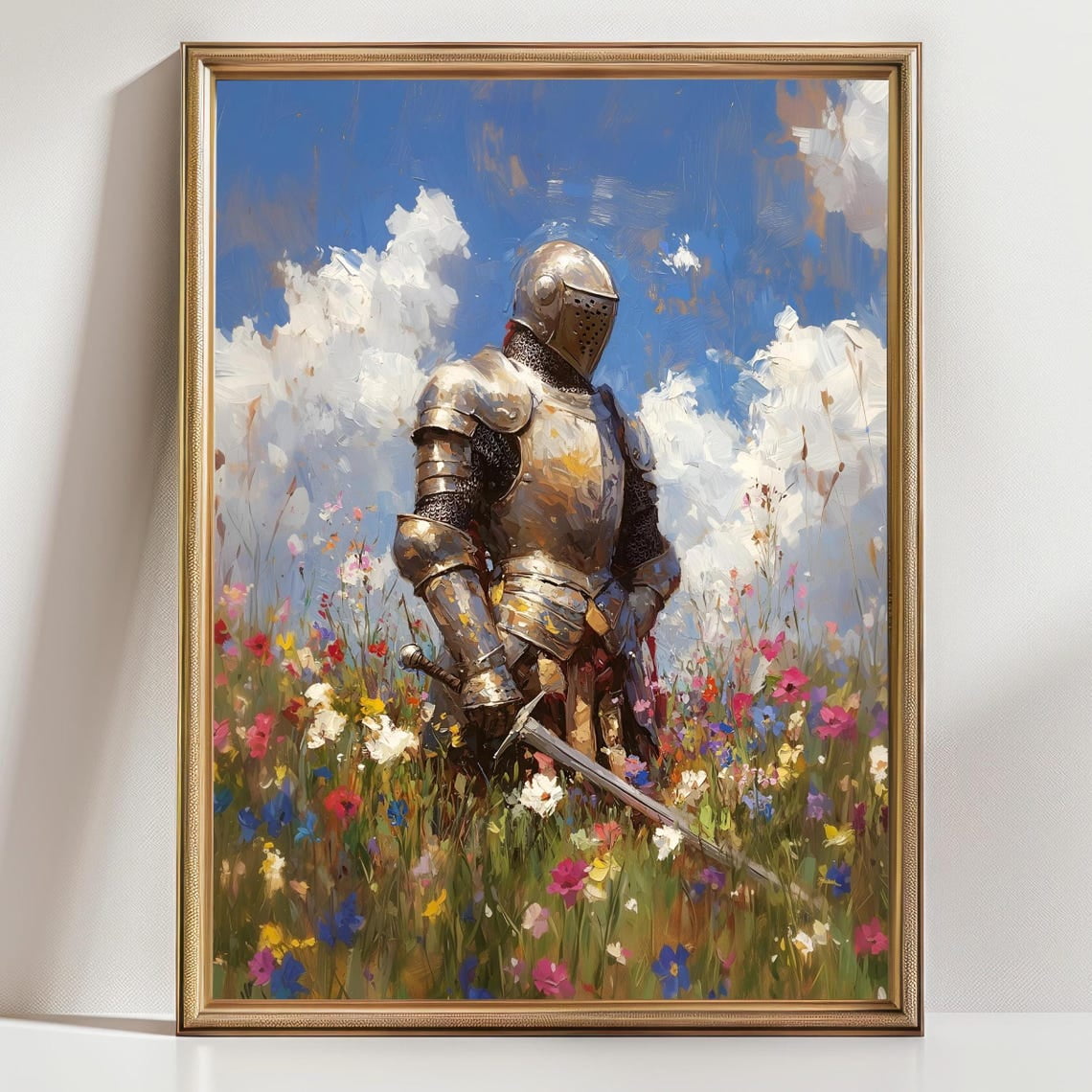 Medieval Knight Art Print, Wildflower Meadow, Eclectic Wall Art ...