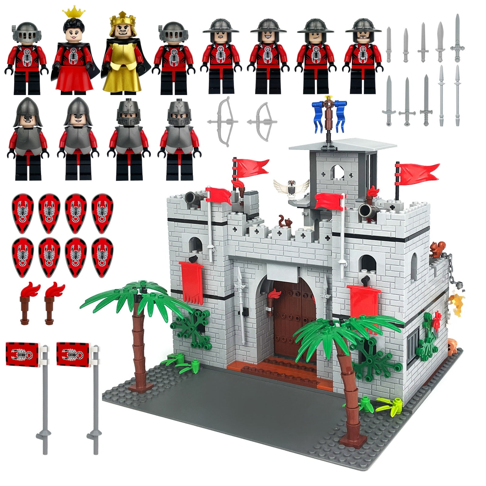Medieval Knight Castle Building Blocks Set, with 12 Shadow Knight ...