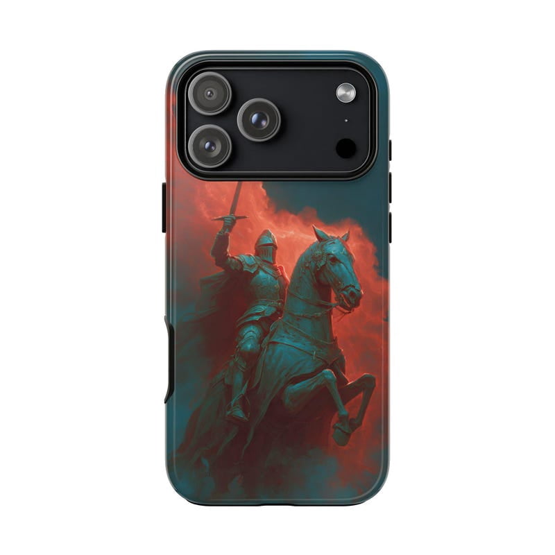 Medieval Knight Horseback Red Mist Art Case with iPhone 17 to 11 Pro ...