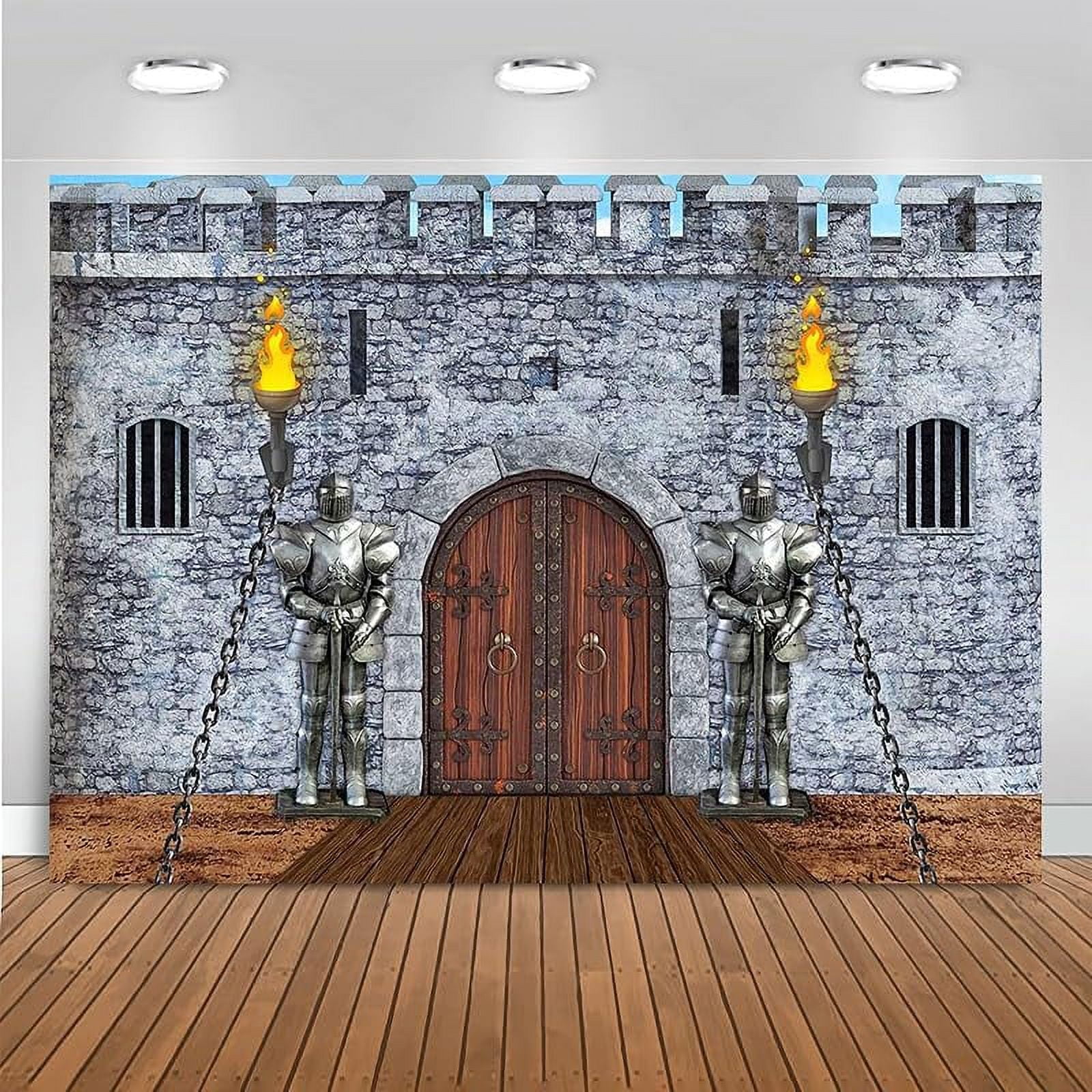 Medieval Knight Party Backdrop Gothic Castle Grey Stone Wall Background ...