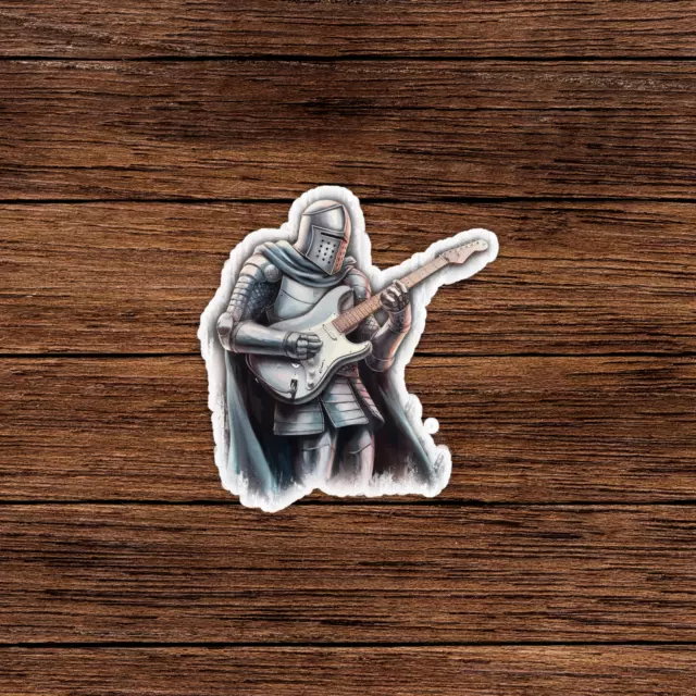 Medieval Knight Playing Electric Guitar Sticker - Unique Vinyl Decal ...