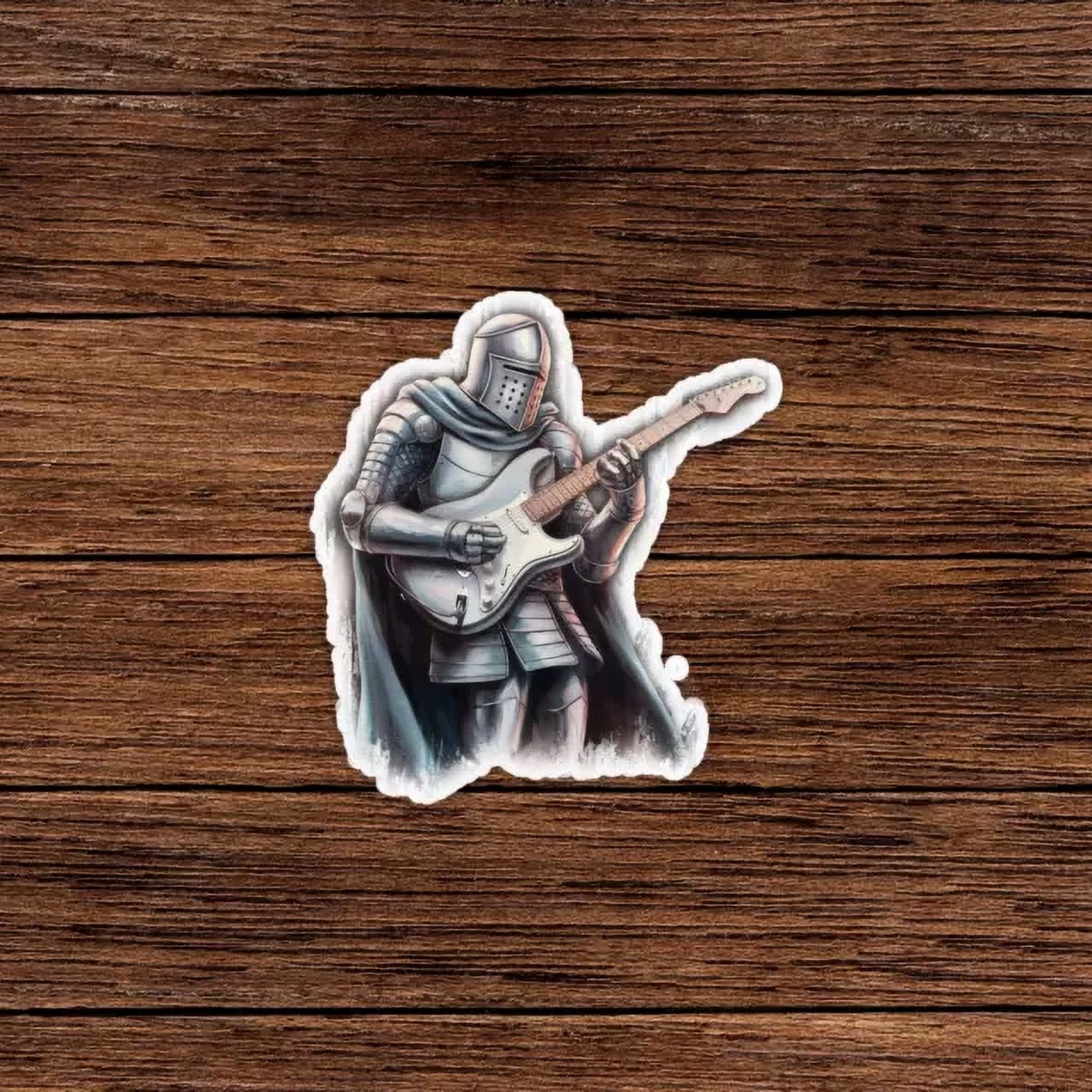 Medieval Knight Playing Electric Guitar Sticker - Unique Vinyl Decal ...