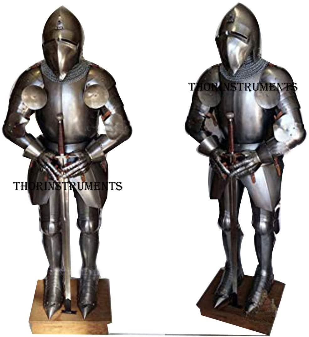 Medieval Knight Suit Of Armor Bascinet Helmet With Klappvisor - Walmart.com