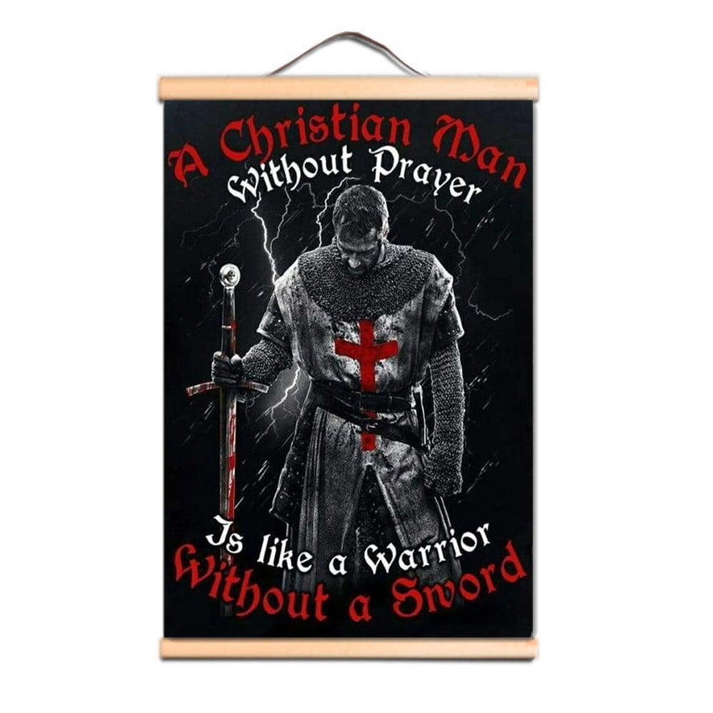 Medieval Knights Templar Canvas Scroll Poster Wall Hanging Banner with ...