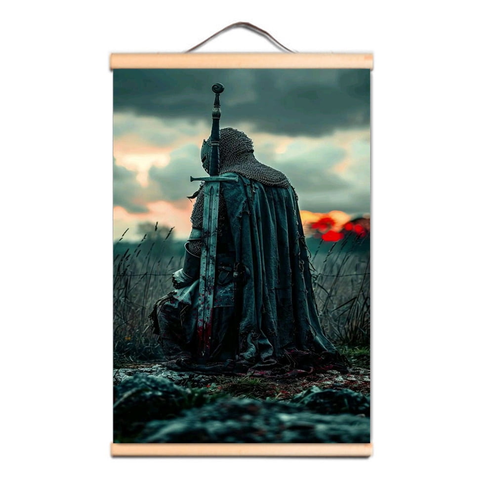 Medieval Knights Templar Canvas Scroll Posters and Prints Wall Hanging ...