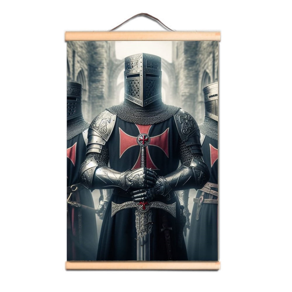 Medieval Knights Templar Canvas Scroll Posters and Prints Wall Hanging ...