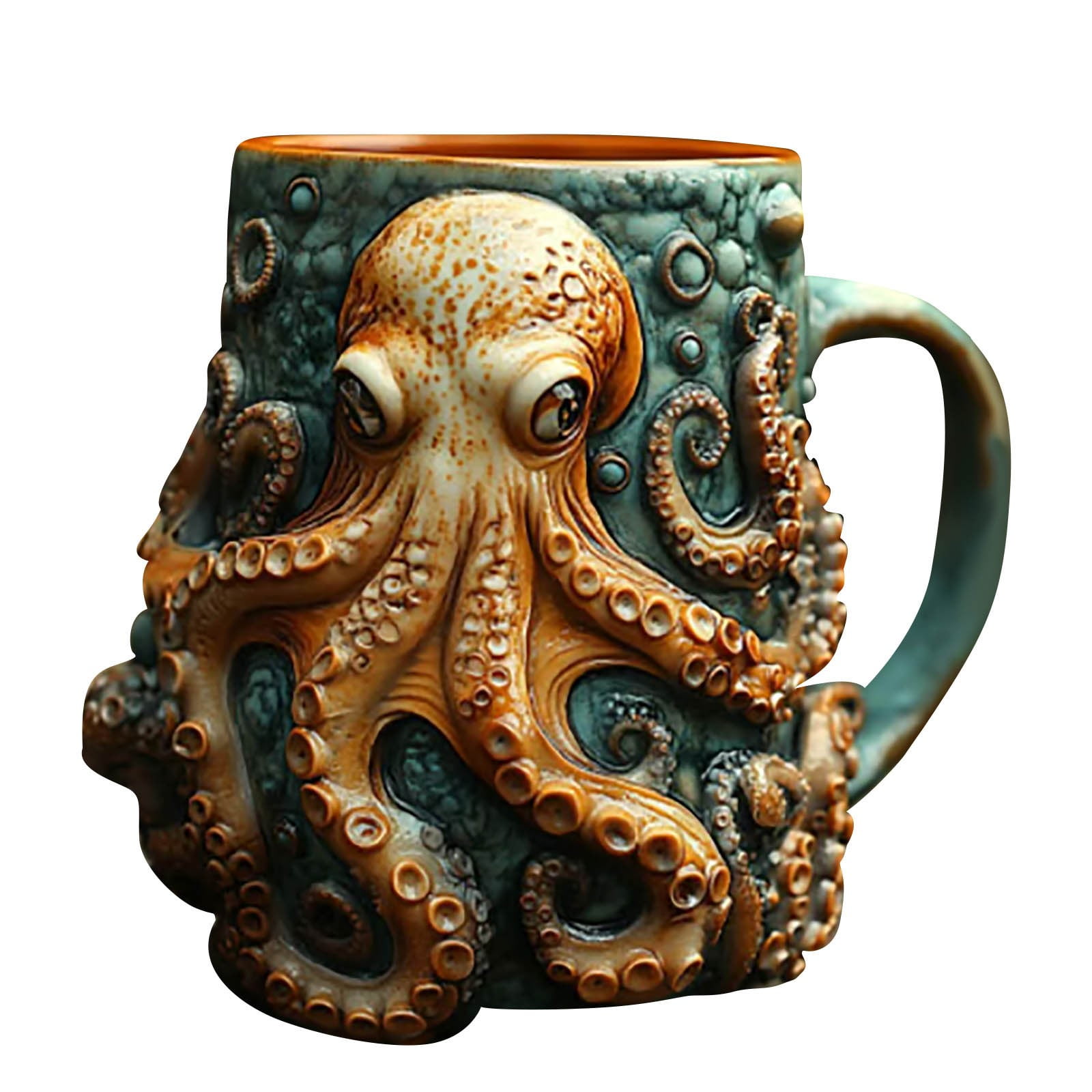 Medieval Kraken Design 3D Tankard Beer Mug - Double-Layer Drinkware for Bars, Restaurants, Home ...