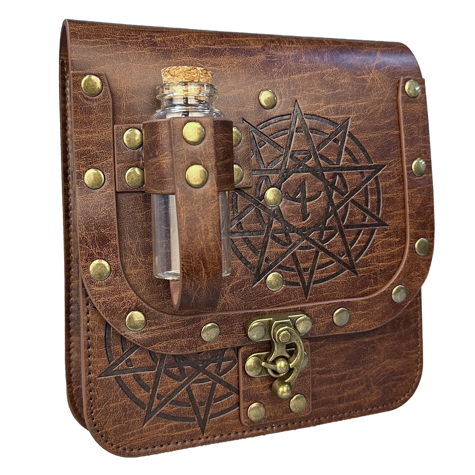 Medieval Leather Belt Bag Waist Pouches with Cork Potion Vials Wizard ...