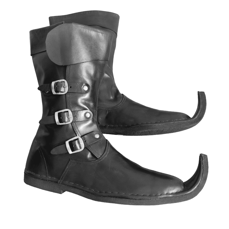 Medieval Leather Boots 3 Buckle Boots Forest Stage Pirate Shoe Leather ...