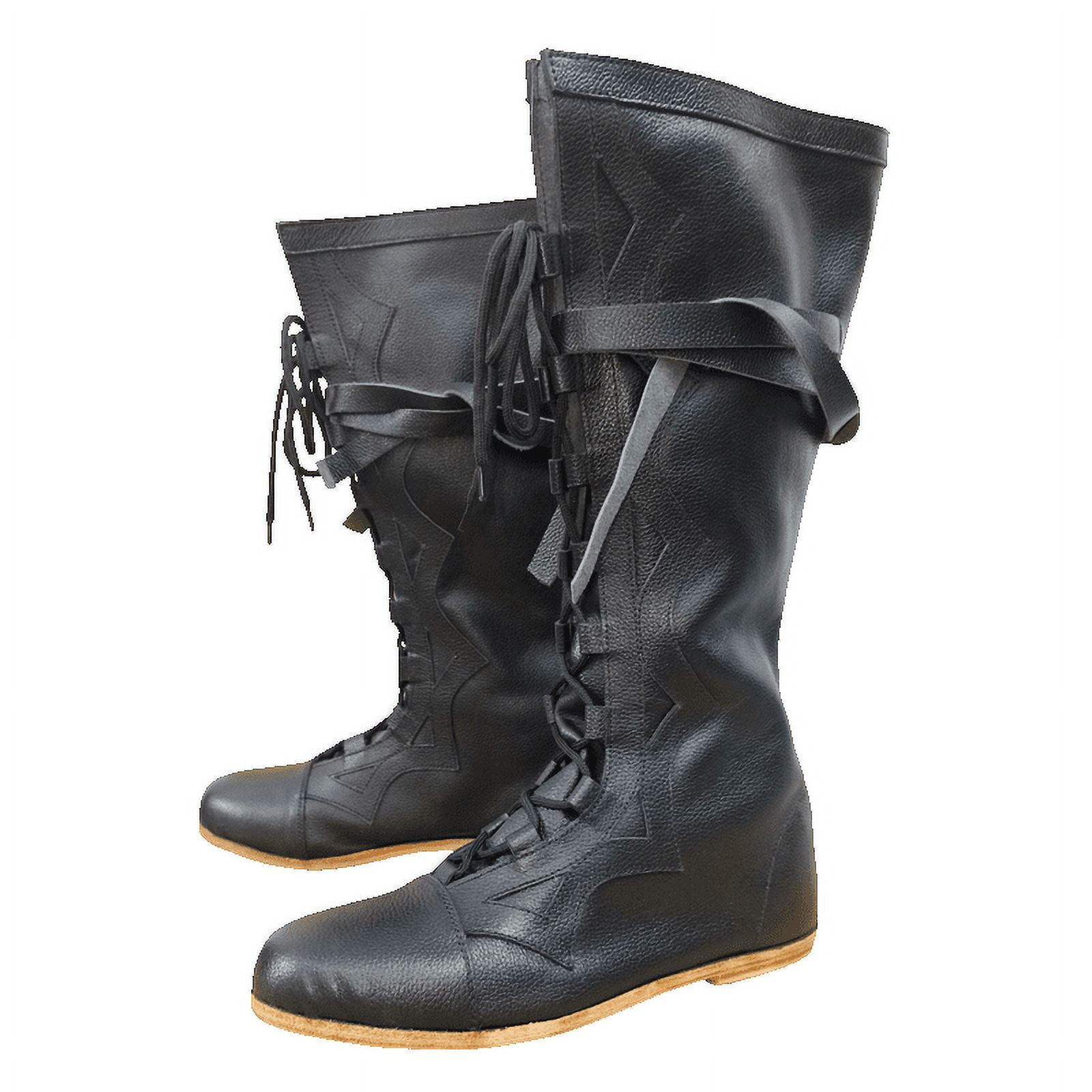 Medieval Leather Long Boots Retro Larp Ren Faire Mens Boot Pirates ...