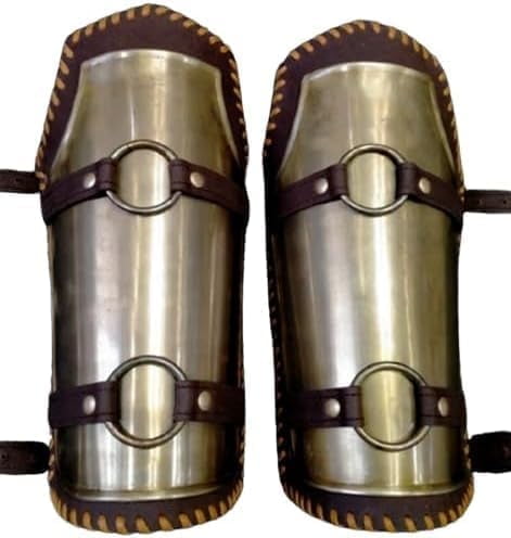 Medieval Leather and Steel Vambraces Archer Knight Arm Guard with Brass ...
