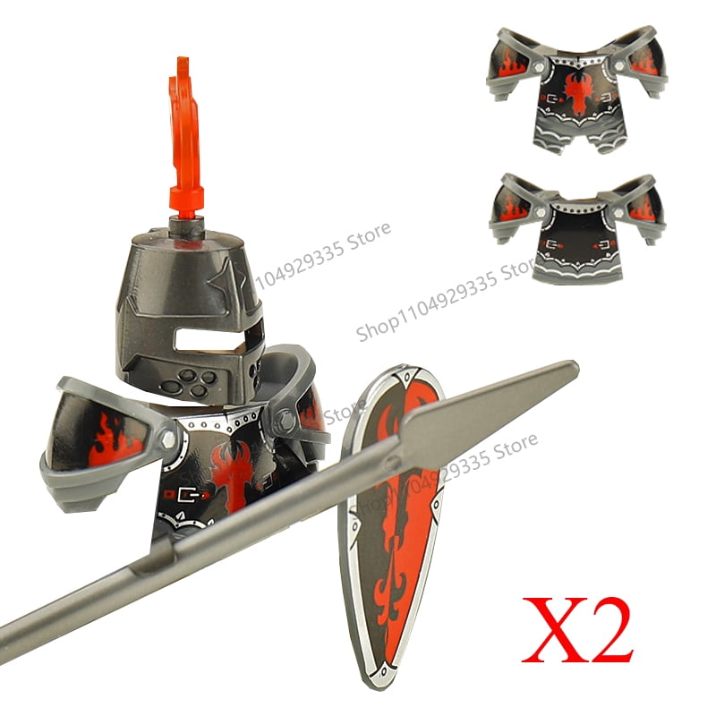 Medieval Military Soldiers Figures MOC Building Blocks Castle Black ...