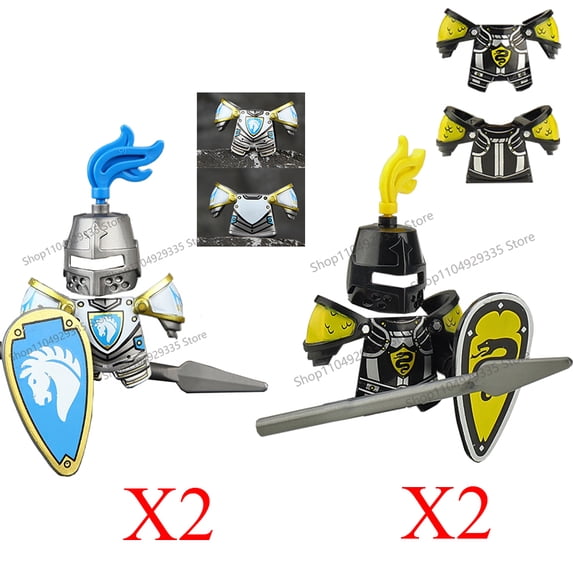 Medieval Military Soldiers Figures MOC Building Blocks Castle Black ...